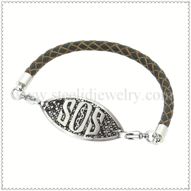 Leather band SOS bracelet for men – Design Medical ID JEWELRY